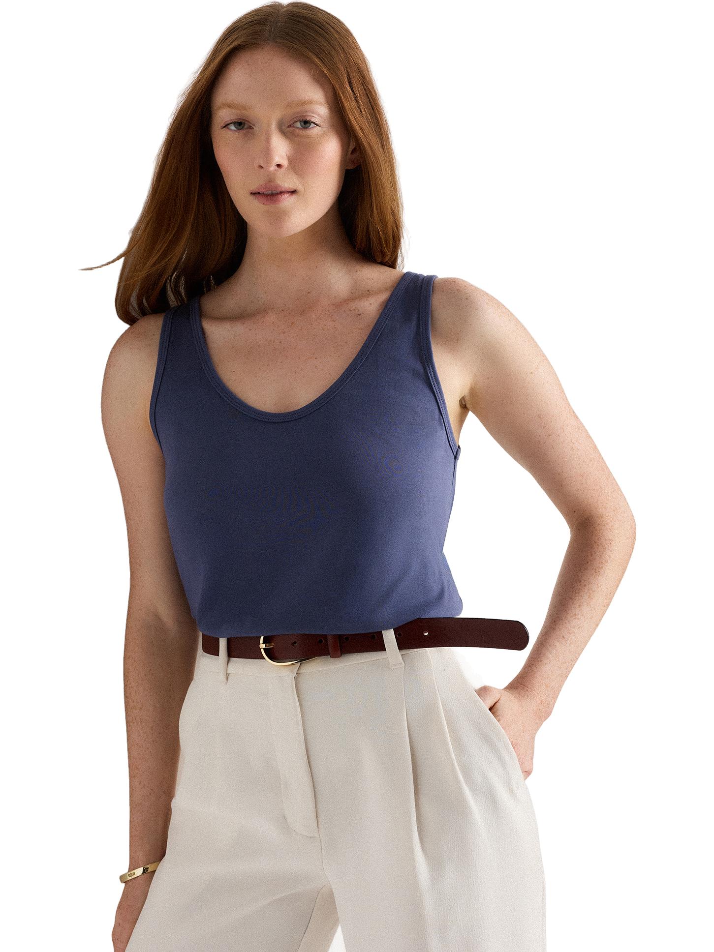 QUINCE Cotton Modal Double Scoop Neck Tank Top